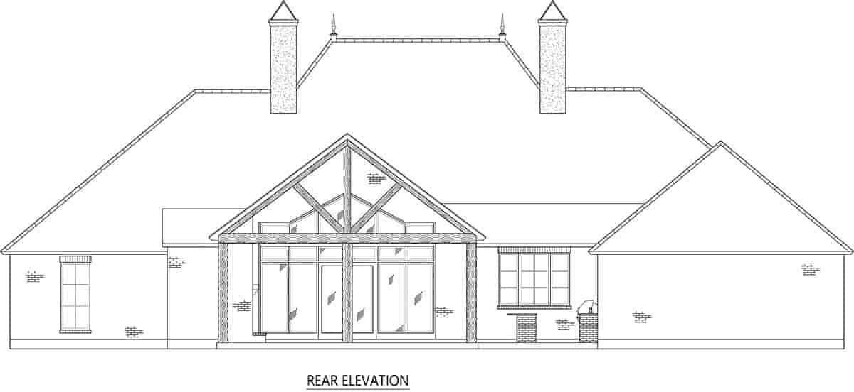 House Plan 41408 - Southern Style with 3170 Sq Ft, 4 Bed, 3 Bath