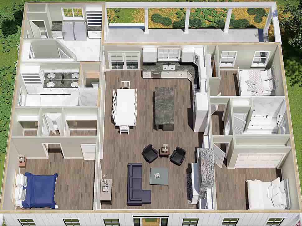House Plan 77421 - Farmhouse Style with 1860 Sq Ft, 3 Bed, 2 Bath