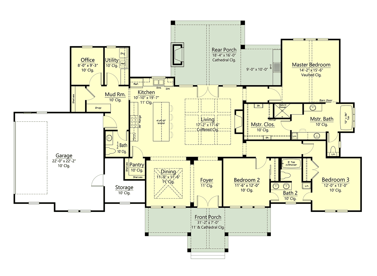 House Plan 40382 - Southern Style with 2177 Sq Ft, 3 Bed, 2 Bath ...