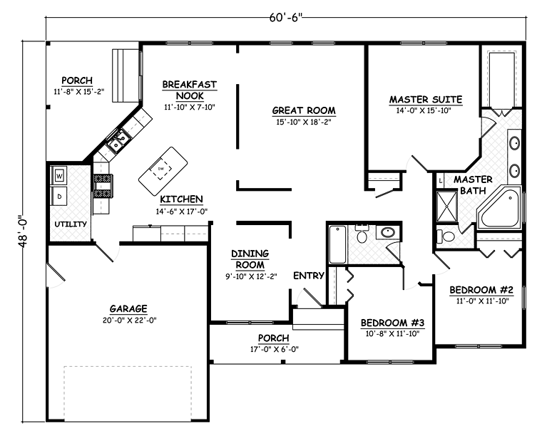 House Plan 40616 - Ranch Style with 1885 Sq Ft, 3 Bed, 2 Bath ...