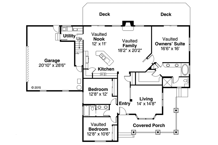 House Plan 41148 - Traditional Style with 2132 Sq Ft, 3 Bed, 2 Ba ...