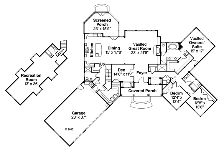 House Plan 41206 - Ranch Style with 4211 Sq Ft, 3 Bed, 3 Bath, 1 ...