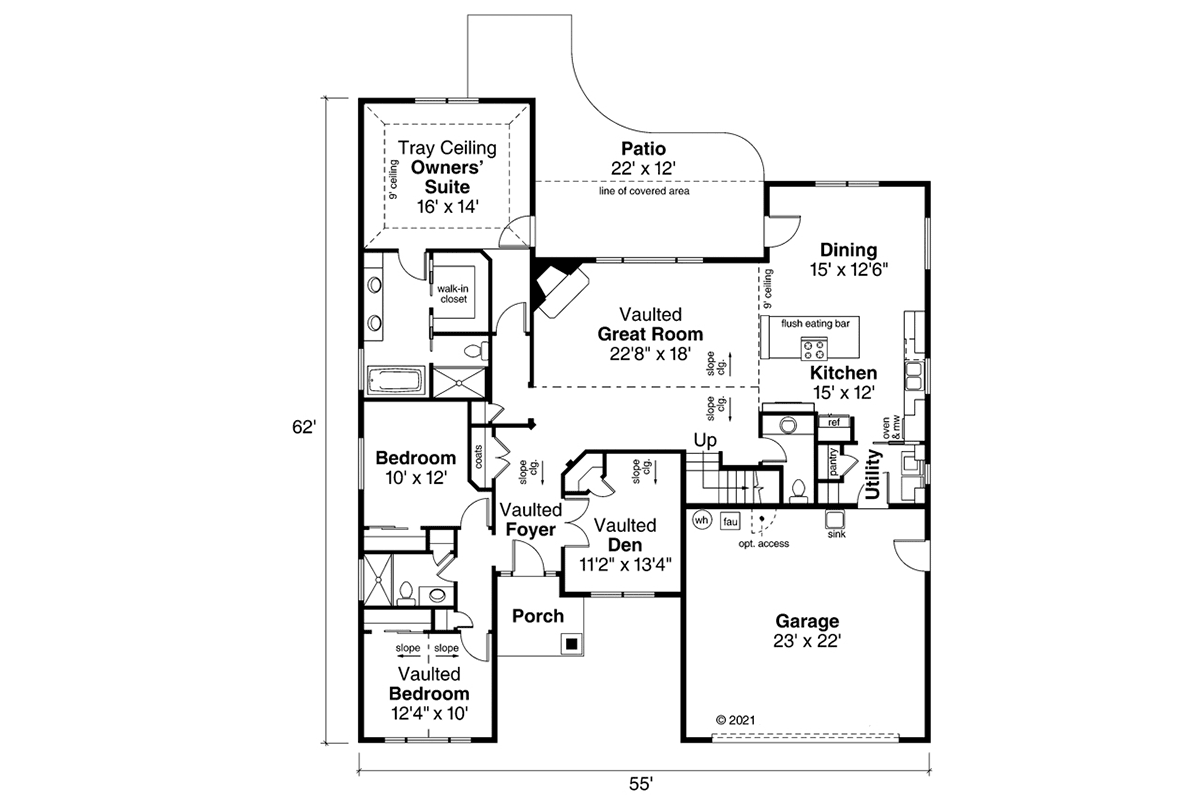 House Plan 41285 - Traditional Style with 2150 Sq Ft, 3 Bed, 2 Ba ...