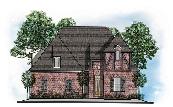 House Plan 41550 - Tudor Style with 3141 Sq Ft, 4 Bed, 4 Bath, 1
