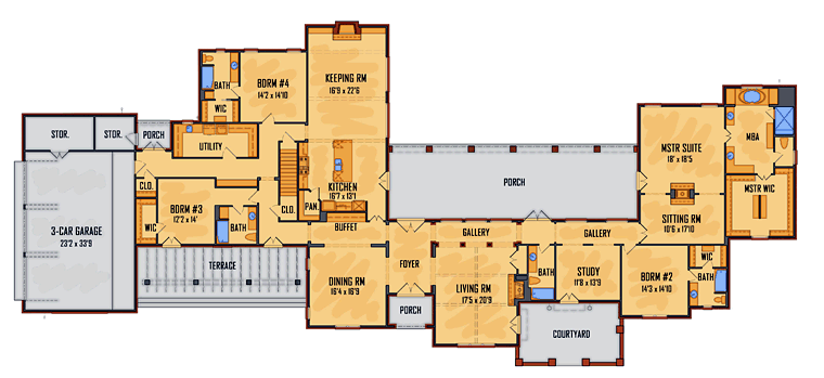 House Plan 41581 - Traditional Style with 4993 Sq Ft, 4 Bed, 5 Ba ...