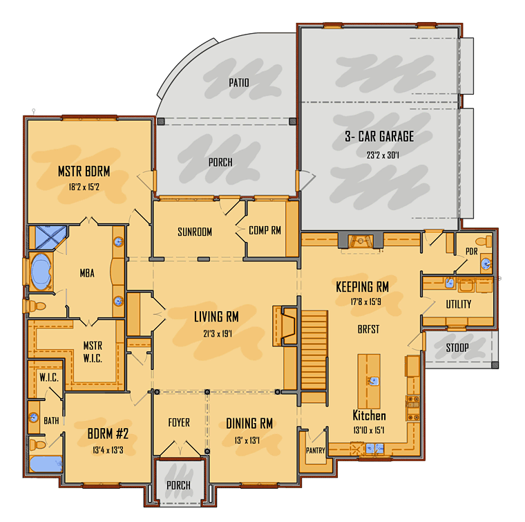 House Plan 41585 - Southern Style with 3759 Sq Ft, 4 Bed, 3 Bath ...