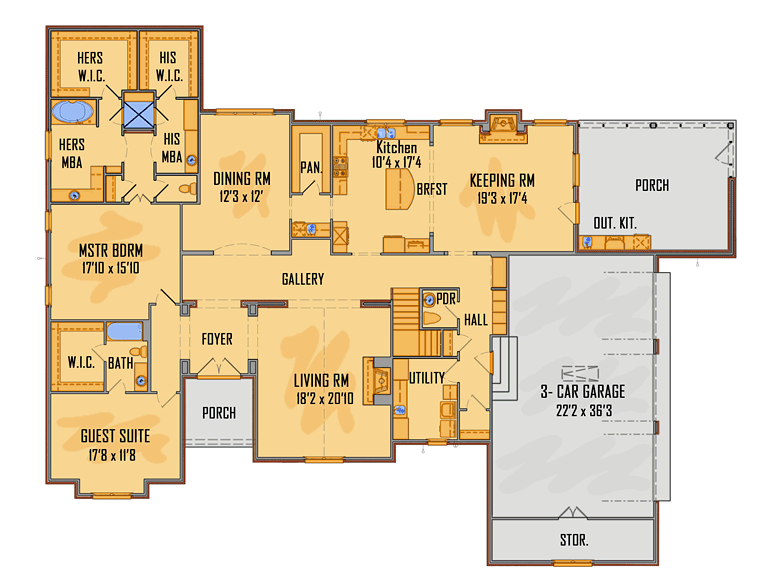 House Plan 41607 - Traditional Style with 4317 Sq Ft, 4 Bed, 4 Ba ...