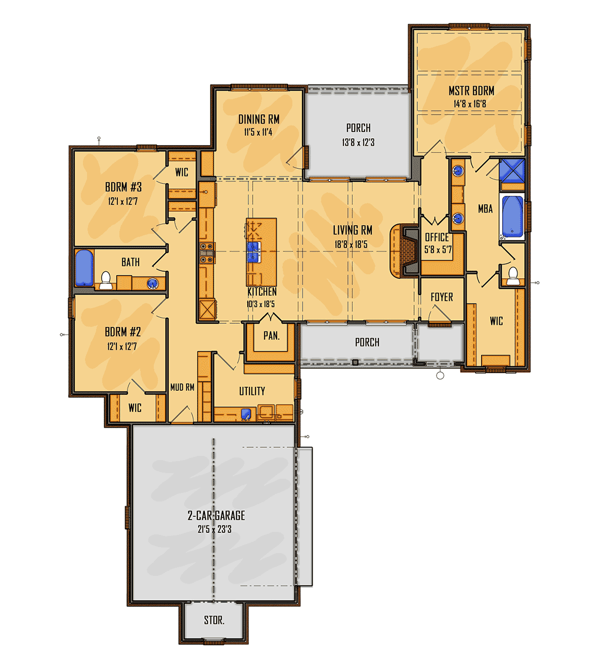 House Plan 41662 - Southern Style with 2173 Sq Ft, 3 Bed, 2 Bath ...