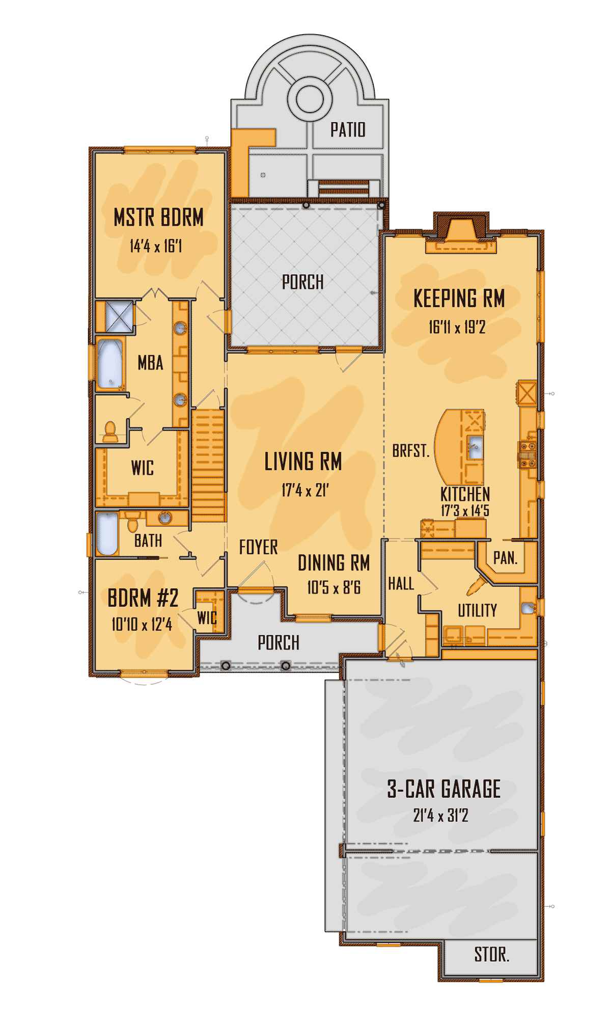House Plan 41698 - Traditional Style with 3169 Sq Ft, 4 Bed, 4 Ba ...