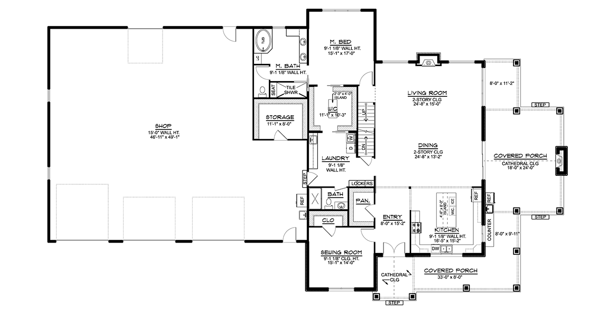House Plan 41836 - Barndominium Style with 3399 Sq Ft, 3 Bed, 3 B ...