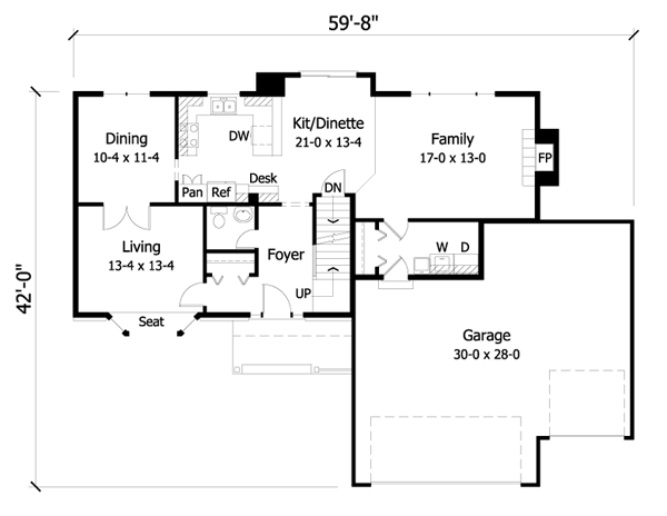 House Plan 42032 - Traditional Style with 2219 Sq Ft, 4 Bed, 2 Ba ...