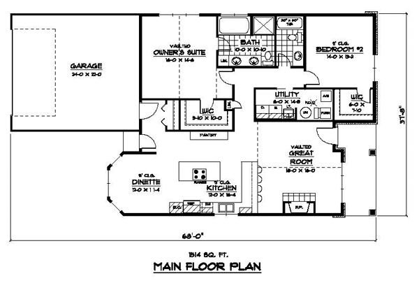 House Plan 42100 - Traditional Style with 1609 Sq Ft, 2 Bed, 2 Ba ...