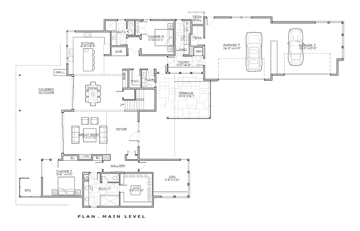 House Plan 43332 - Modern Style with 4021 Sq Ft, 4 Bed, 4 Bath, 1 ...