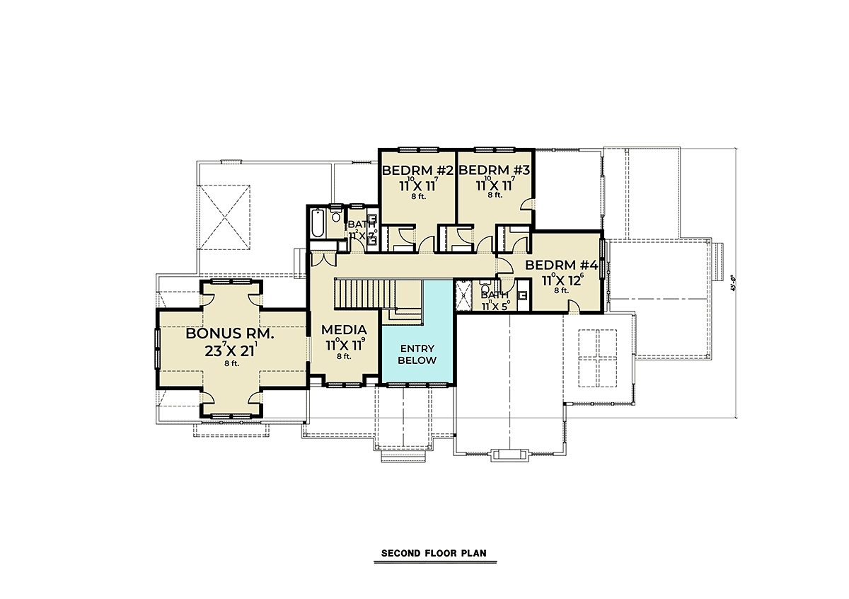 House Plan 43631 - Farmhouse Style with 3514 Sq Ft, 4 Bed, 3 Bath