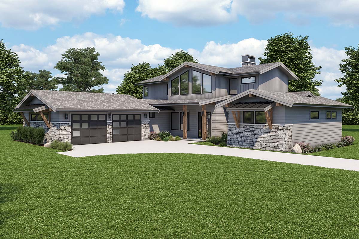 House Plan 43641 - Contemporary Style with 2641 Sq Ft, 3 Bed, 2 B ...