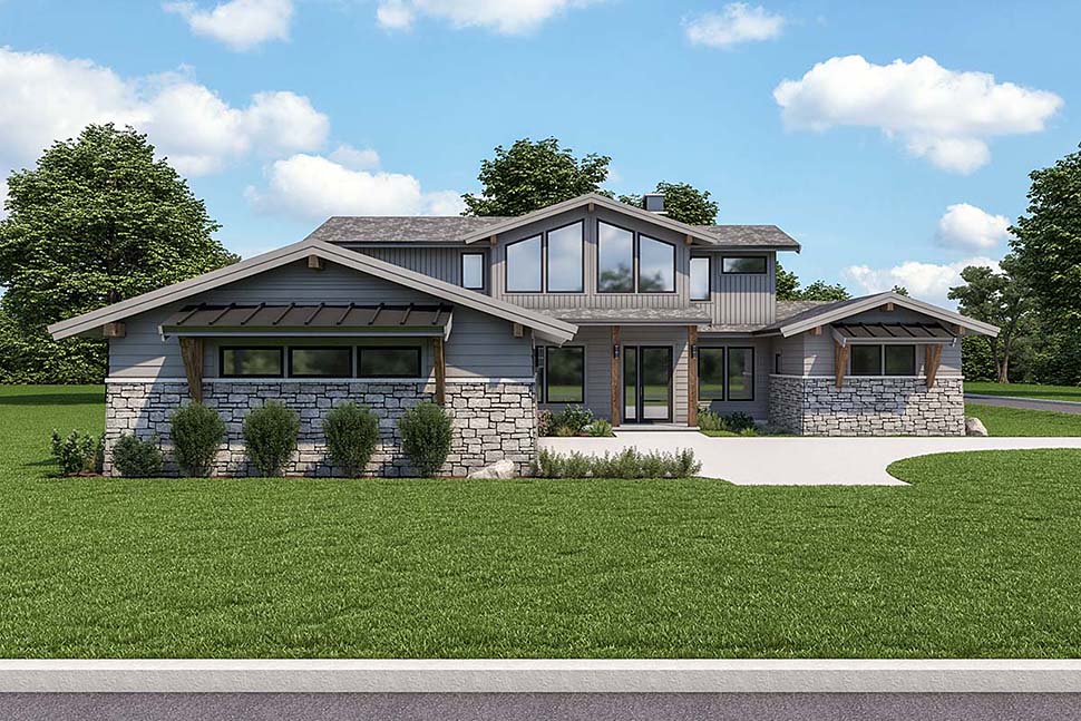 House Plan 43641 - Contemporary Style with 2641 Sq Ft, 3 Bed, 2 B ...
