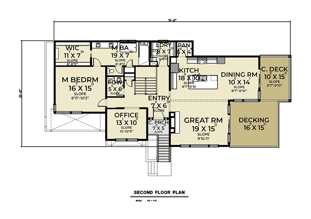 House Plan 43643 - Contemporary Style with 2826 Sq Ft, 3 Bed, 2 B ...