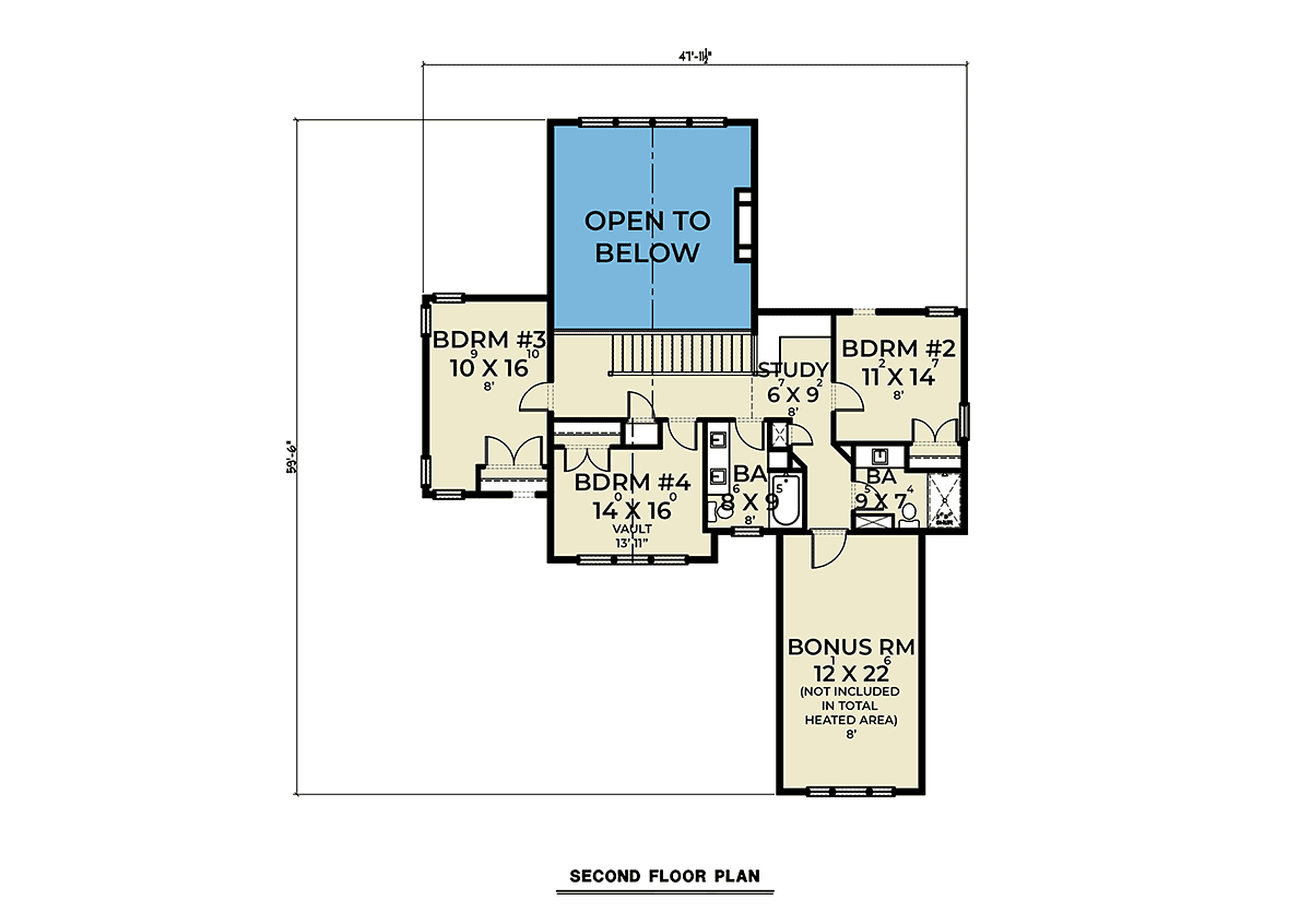 House Plan 43650 - Farmhouse Style with 2942 Sq Ft, 4 Bed, 3 Bath ...