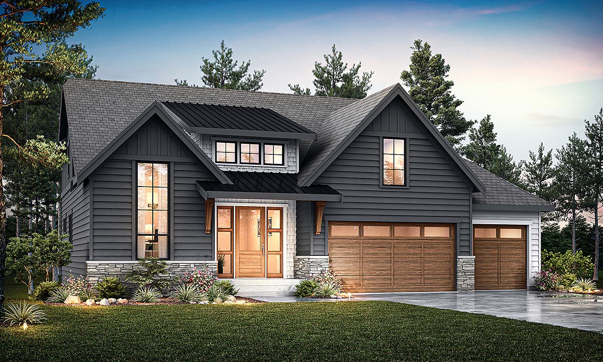 House Plan 43674 - Farmhouse Style with 2133 Sq Ft, 3 Bed, 2 Bath ...