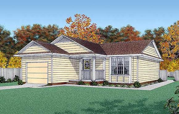 House Plan 45219 - Traditional Style with 1222 Sq Ft, 3 Bed, 2 Ba