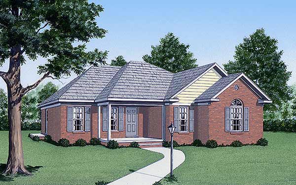 House Plan 45225 - Traditional Style with 1365 Sq Ft, 3 Bed, 2 Ba ...