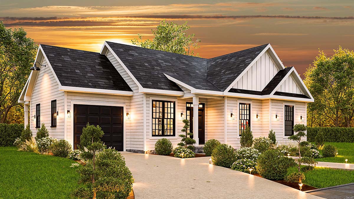 House Plan 45266 - Traditional Style with 1310 Sq Ft, 3 Bed, 2 Ba ...