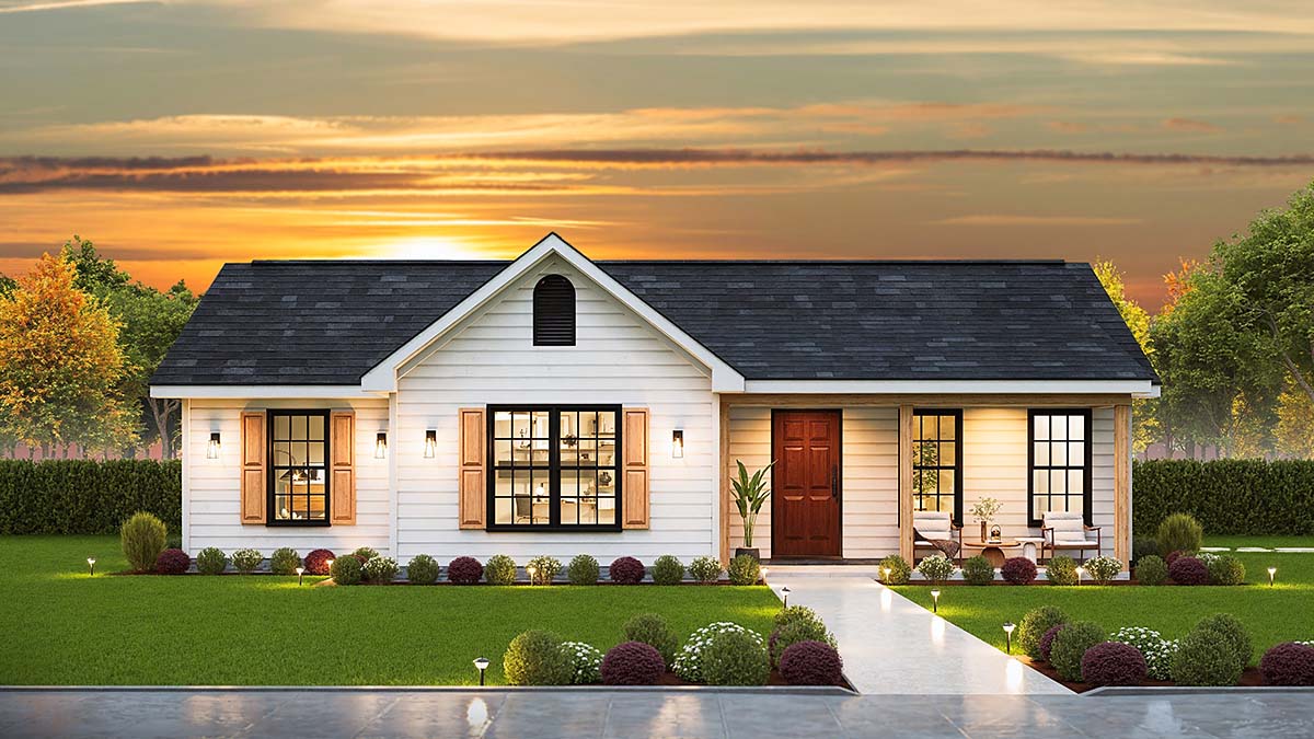 House Plan 45294 - Ranch Style with 1140 Sq Ft, 3 Bed, 2 Bath