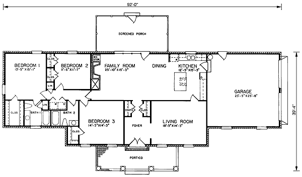 House Plan 45343 - Ranch Style with 1996 Sq Ft, 3 Bed, 2 Bath ...