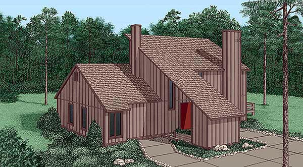 House Plan 45456 - Contemporary Style with 1619 Sq Ft, 3 Bed, 2 B ...