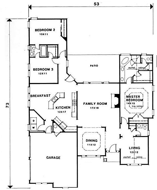 House Plan 45823 - European Style with 2086 Sq Ft, 3 Bed, 2 Bath ...