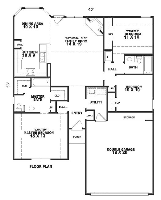 House Plan 46453 - Ranch Style with 1469 Sq Ft, 3 Bed, 2 Bath ...