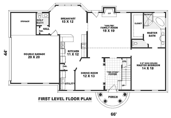 House Plan 46569 - Colonial Style with 2553 Sq Ft, 4 Bed, 3 Bath ...