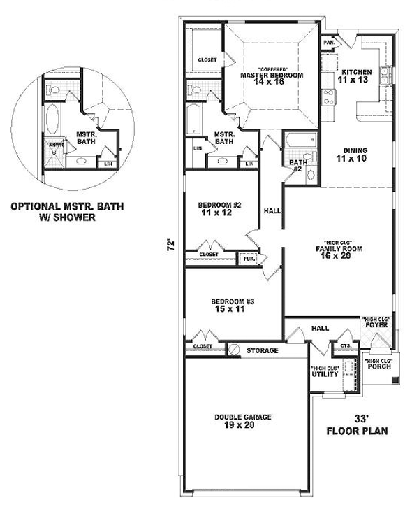 House Plan 46588 - Traditional Style with 1692 Sq Ft, 3 Bed, 2 Ba ...