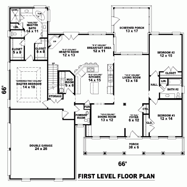 House Plan 47285 - with 2914 Sq Ft, 3 Bed, 2 Bath, 1 Half Bath ...