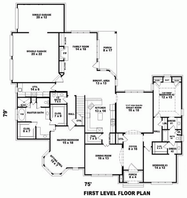 House Plan 47343 - with 5437 Sq Ft, 5 Bed, 3 Bath, 1 Half Bath ...