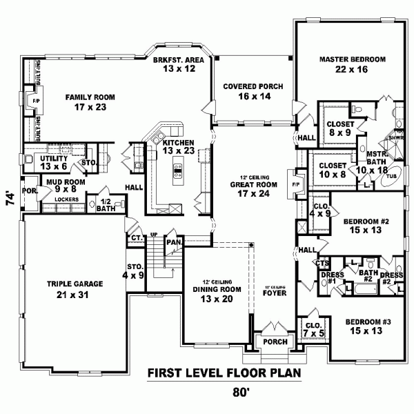 House Plan 47361 - with 5411 Sq Ft, 5 Bed, 3 Bath, 1 Half Bath ...