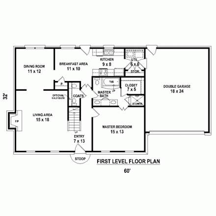 House Plan 47386 - with 2079 Sq Ft, 3 Bed, 2 Bath, 1 Half Bath ...