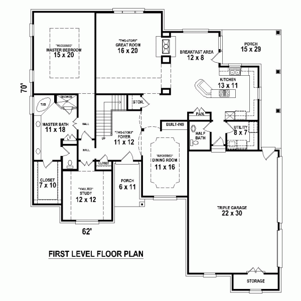 House Plan 47487 - Traditional Style with 4012 Sq Ft, 4 Bed, 3 Ba ...