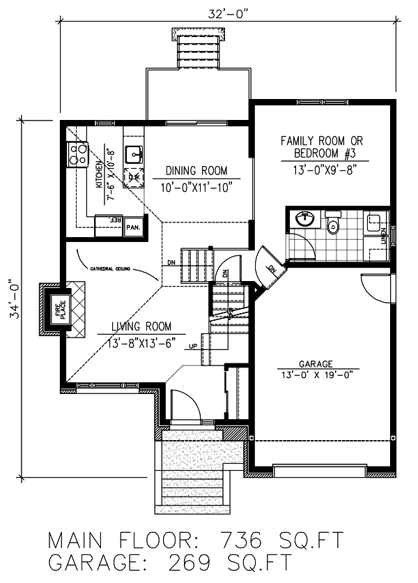House Plan 48265 - with 1192 Sq Ft, 2 Bed, 1 Bath, 1 Half Bath ...