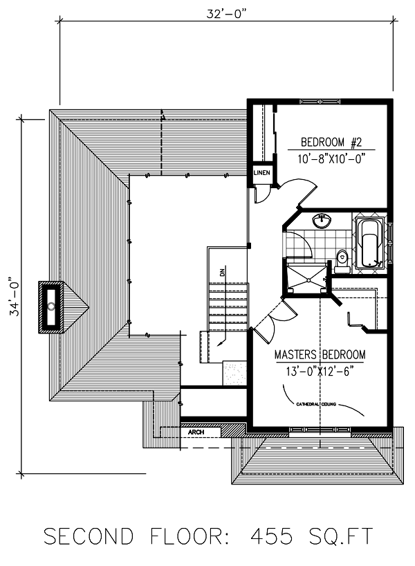 House Plan 48265 - with 1192 Sq Ft, 2 Bed, 1 Bath, 1 Half Bath ...