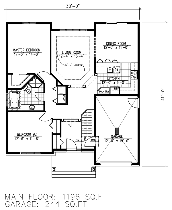 House Plan 48292 - with 1196 Sq Ft, 2 Bed, 1 Bath | COOLhouseplans.com