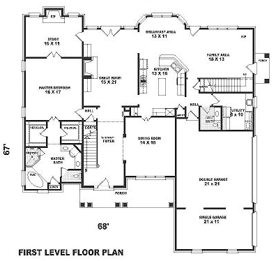 House Plan 48595 - Traditional Style with 4257 Sq Ft, 4 Bed, 3 Ba ...