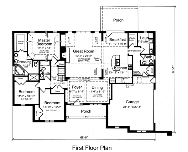 House Plan 50199 - Traditional Style with 2269 Sq Ft, 3 Bed, 2 Ba ...