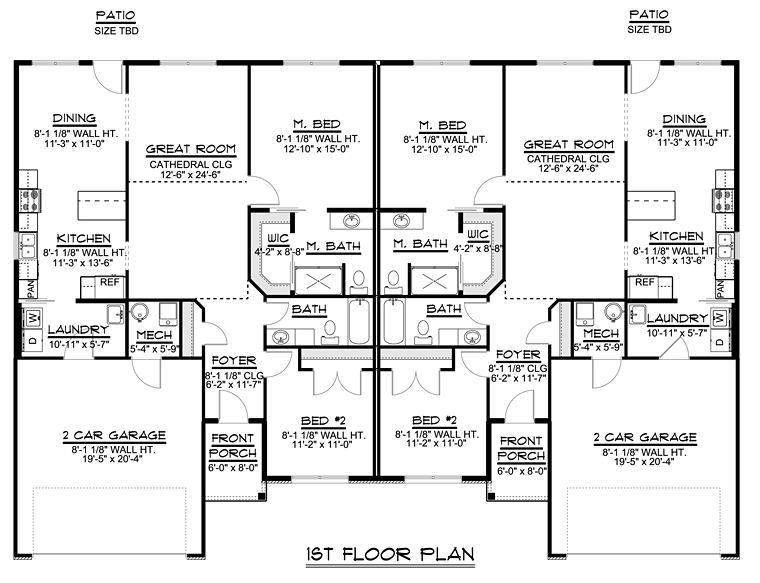 Multi-Family Plan 50721 - Ranch Style with 2762 Sq Ft, 2 Bed, 2 B ...