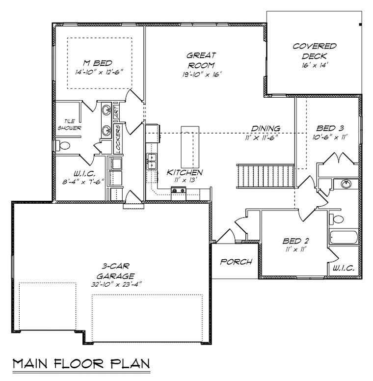 House Plan 50909 - Traditional Style with 1660 Sq Ft, 3 Bed, 2 Ba ...