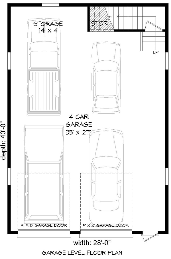 Garage Plan 51482 - 4 Car Garage Traditional Style | COOLhouseplans.com