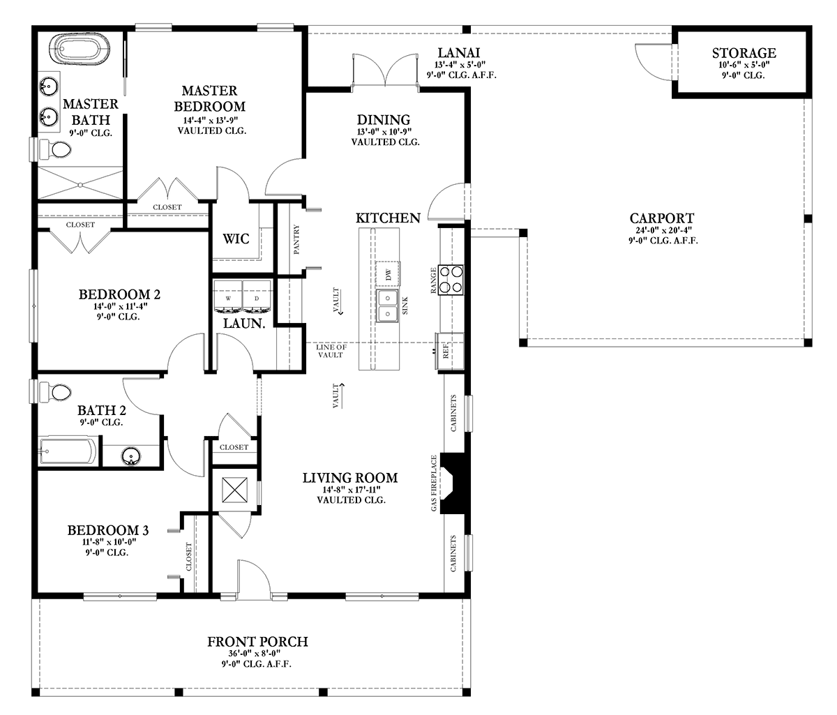House Plan 51703 - Traditional Style with 1625 Sq Ft, 3 Bed, 2 Ba