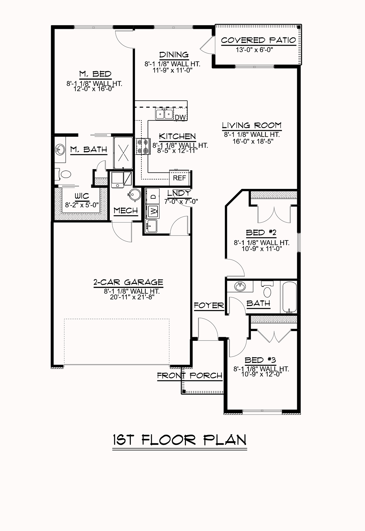 House Plan 51887 - Traditional Style with 1472 Sq Ft, 3 Bed, 2 Ba