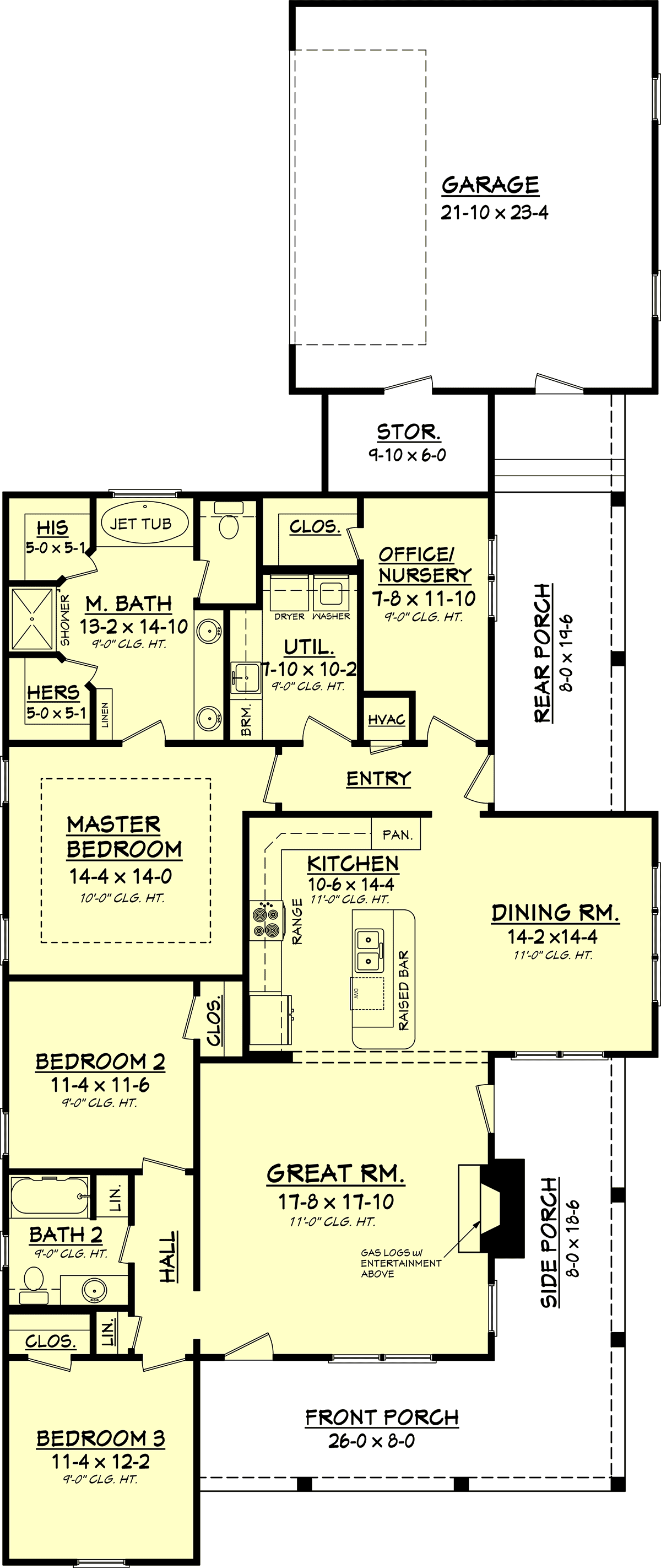 House Plan 51908 - Traditional Style with 1900 Sq Ft, 3 Bed, 2 Ba ...