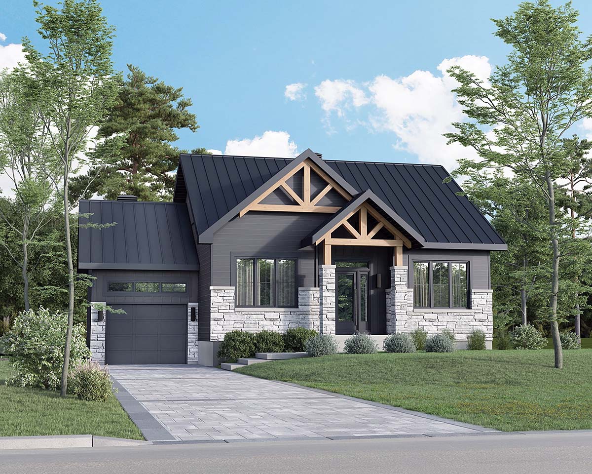 House Plan 52825 - Farmhouse Style with 1072 Sq Ft, 2 Bed, 1 Bath ...